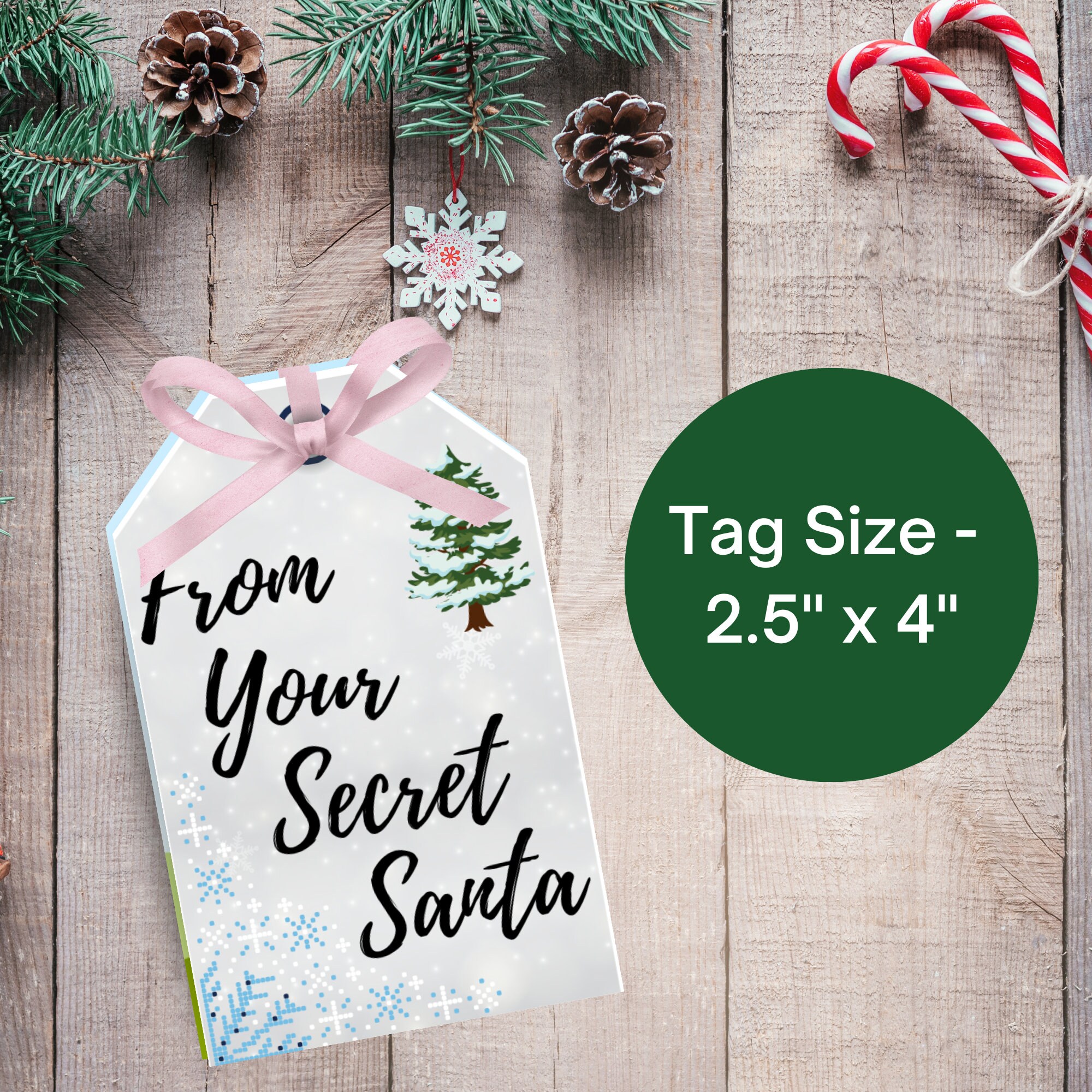 Secret Santa Gift Tags, Printable Santa Labels, Unique Santa Tags, Kris ...