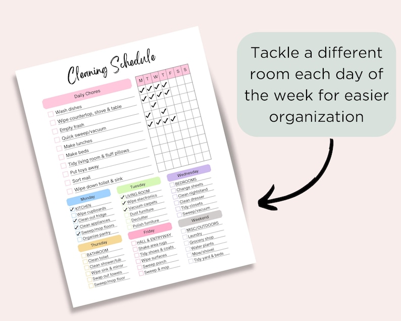 Editable Cleaning Schedule, Printable Cleaning to Do List, Weekly ...