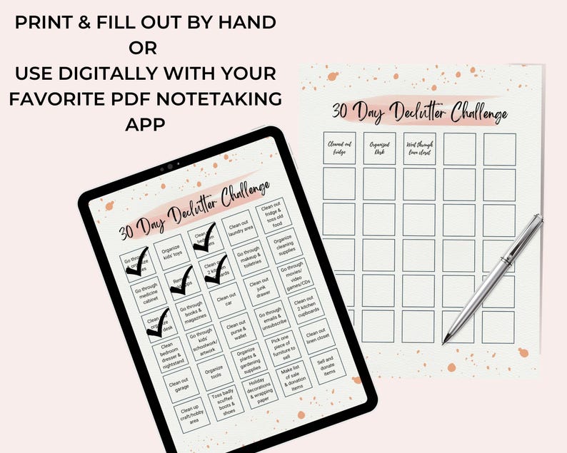 30 Day Declutter Challenge Printable - Home Organization - Decluttering ...