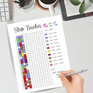 Yearly Step Tracker Printable - Journal Page - Daily Step Log - Walking ...