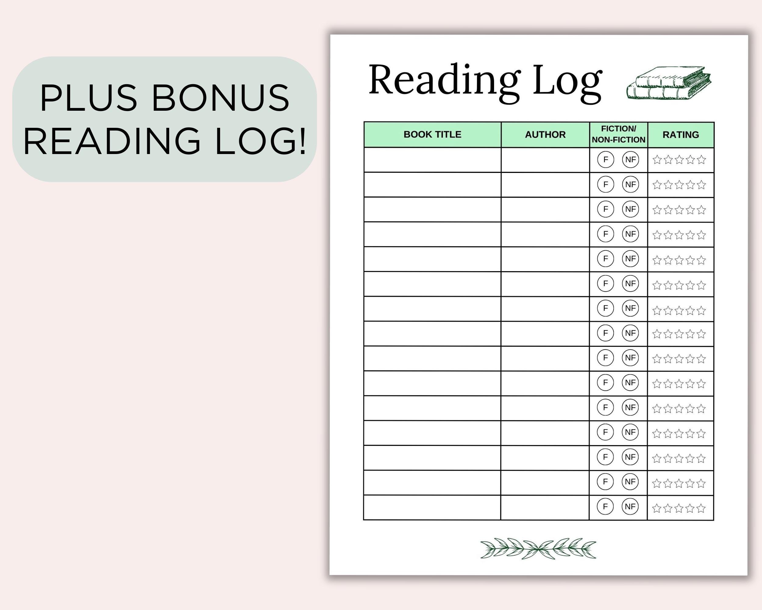 Bookshelf Reading Tracker Printable, Reading Planner, Book Journal ...