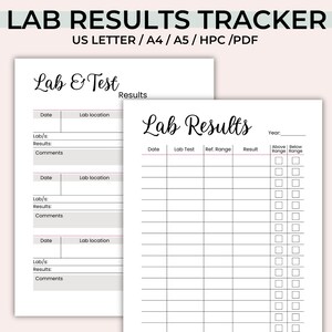Editable Lab Results Tracker - Printable Lab Work Log - Monitor Lab ...