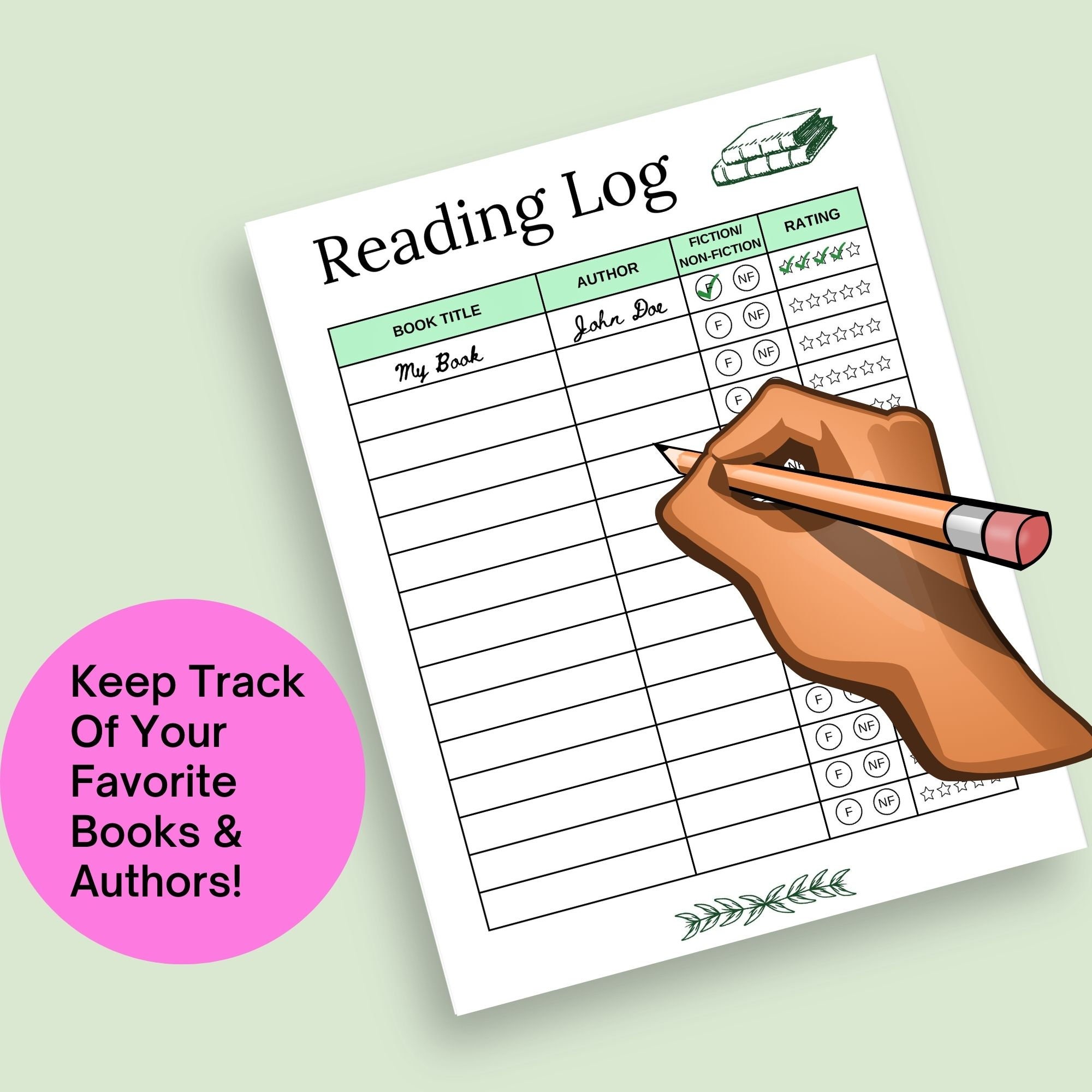 Bookshelf Reading Tracker Printable, Reading Tracker Letter, A4, A5, HP ...