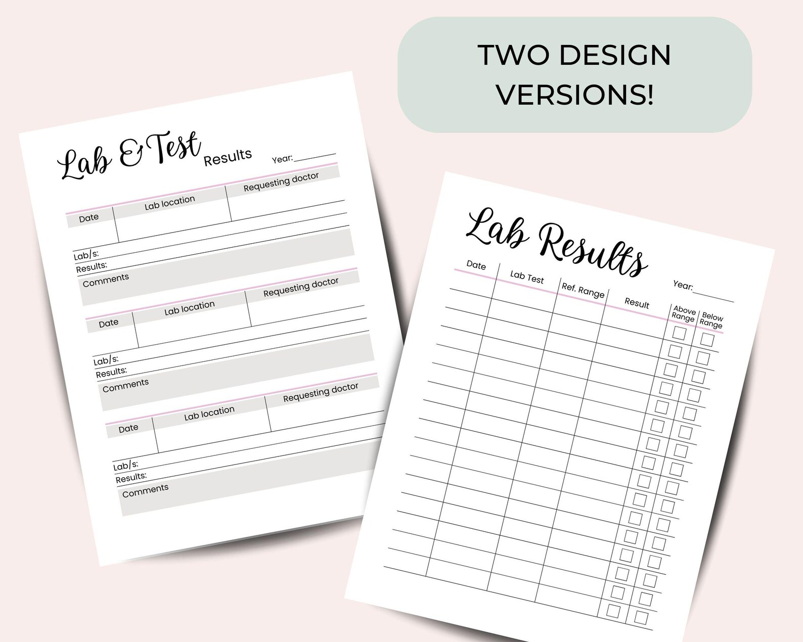 Editable Lab Results Tracker - Printable Lab Work Log - Monitor Lab ...