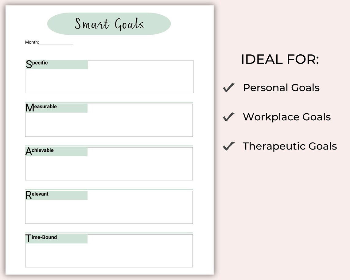 Editable SMART Goals Planner Printable, Goal Tracker Worksheet, SMART ...