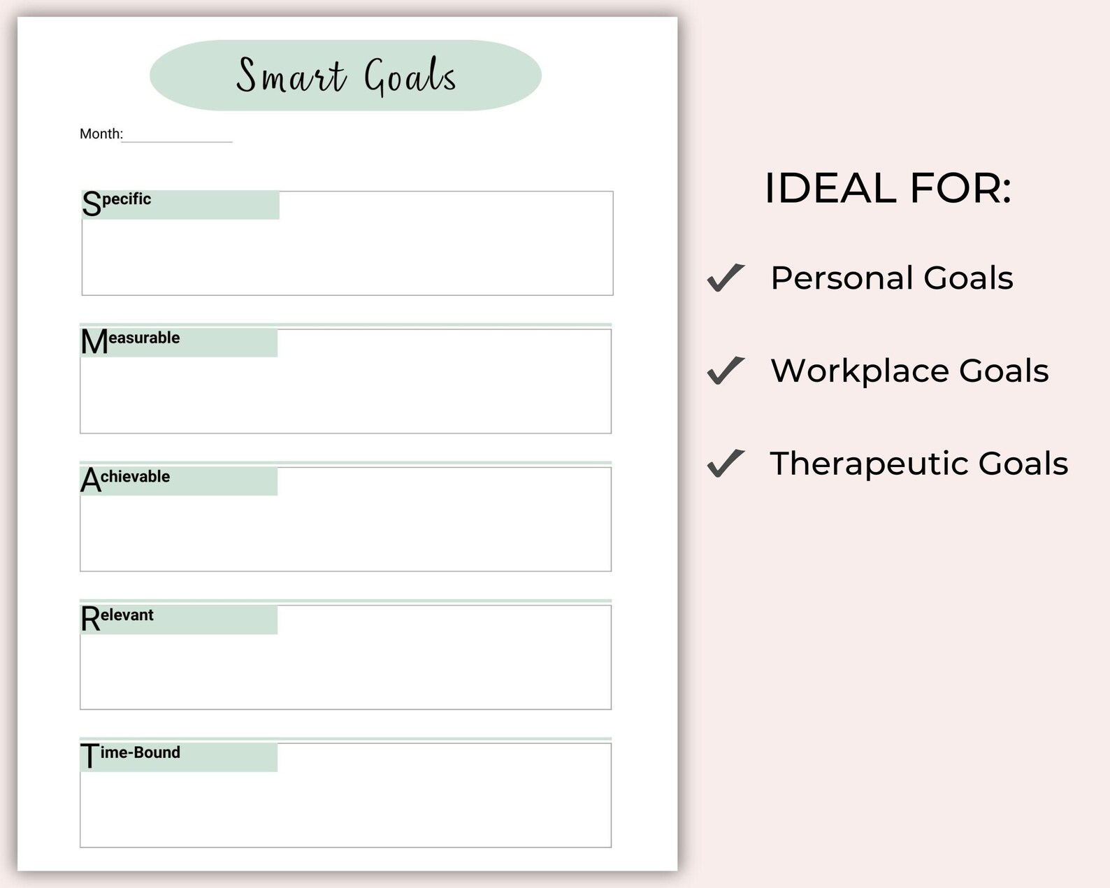 Editable SMART Goals Planner Printable, Goal Tracker Worksheet, SMART ...