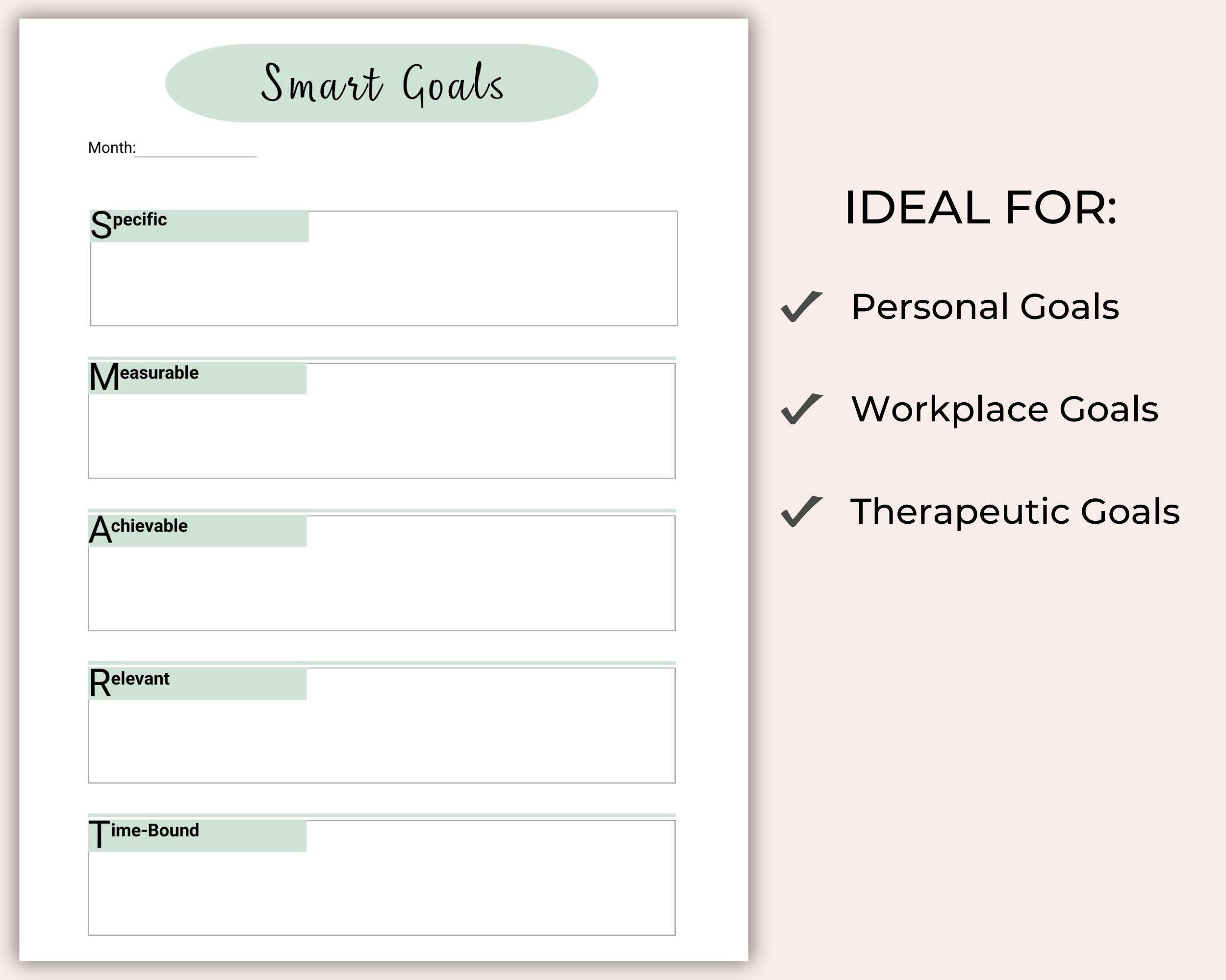 Editable SMART Goals Planner Printable, Goal Tracker Worksheet, SMART ...