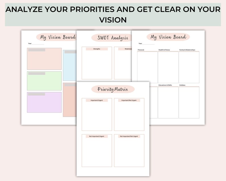 Goal Planner Bundle Printable, SMART Goal Setting, Daily Weekly Monthly ...