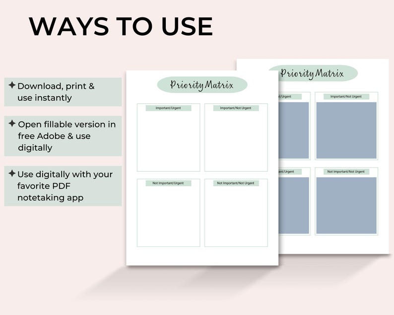 Editable Priority Matrix Planner - Printable Decision Matrix ...