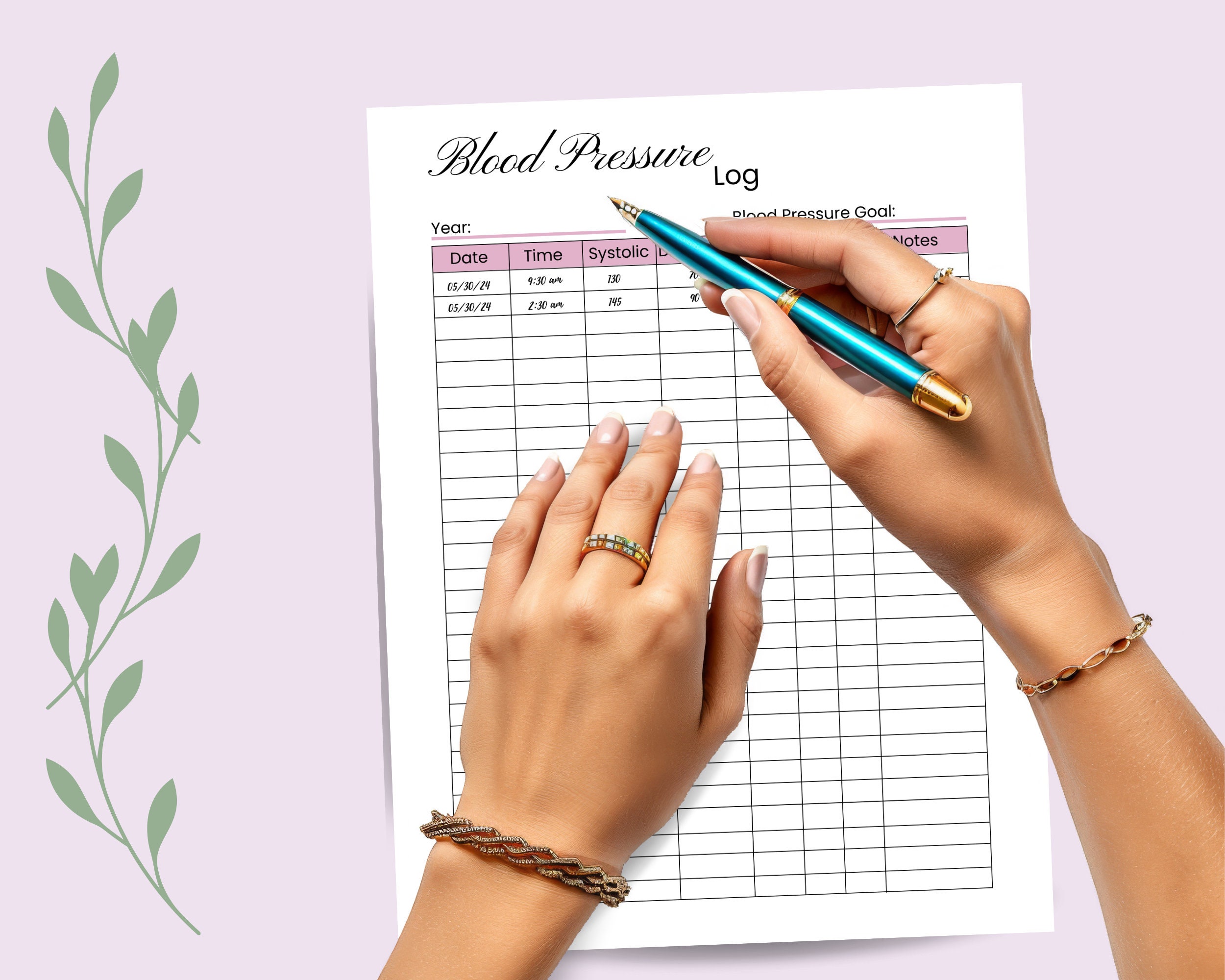 Editable Blood Pressure Log, Printable Blood Pressure Chart ...