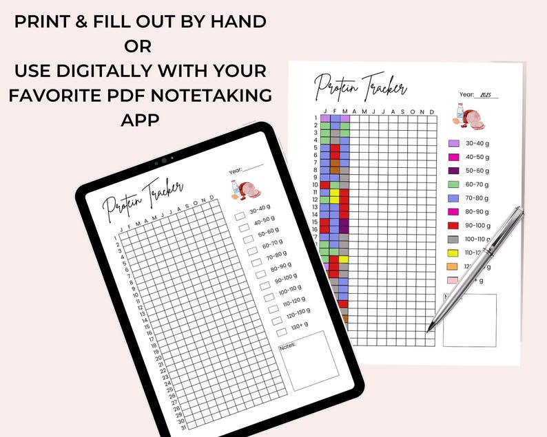 Protein Tracker Printable - Journal Page - Macro Tracker - Protein Log ...