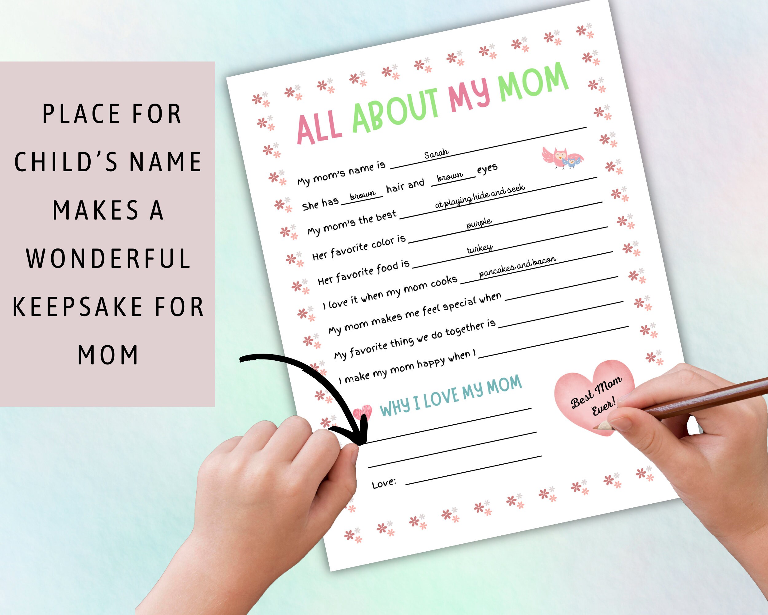 All About My Mom Printable, Mothers Day Gift, Mom Mum Mommy ...
