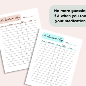 Printable Medication Log, Pill Tracker, Med List, Track Medication ...