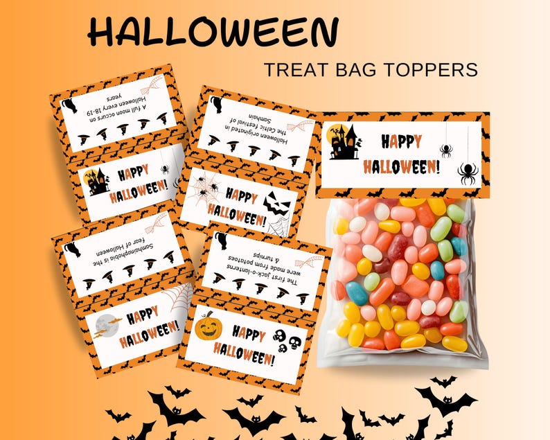 Halloween Treat Bag Topper Printable, Snack Bag Treat Label, Classroom ...