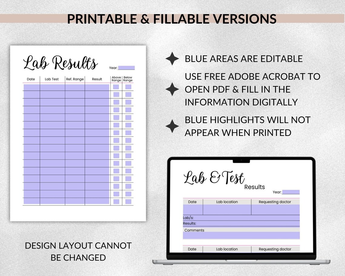 Editable Lab Results Tracker - Printable Blood Work Tracker - Health ...