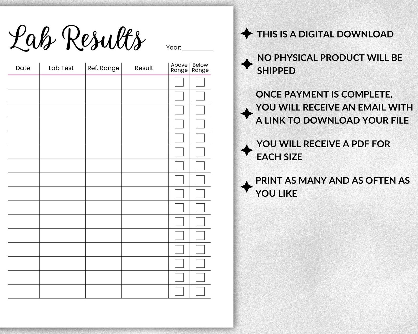Editable Lab Results Tracker - Printable Blood Work Tracker - Health ...