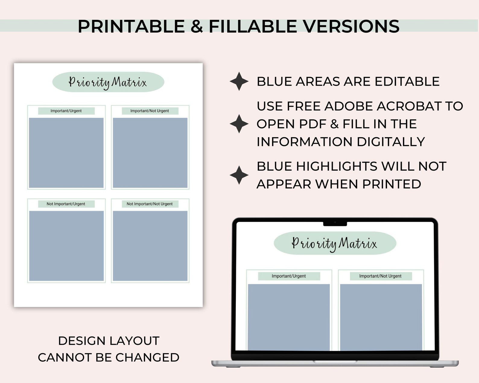 Editable Priority Matrix Planner - Printable Decision Matrix ...