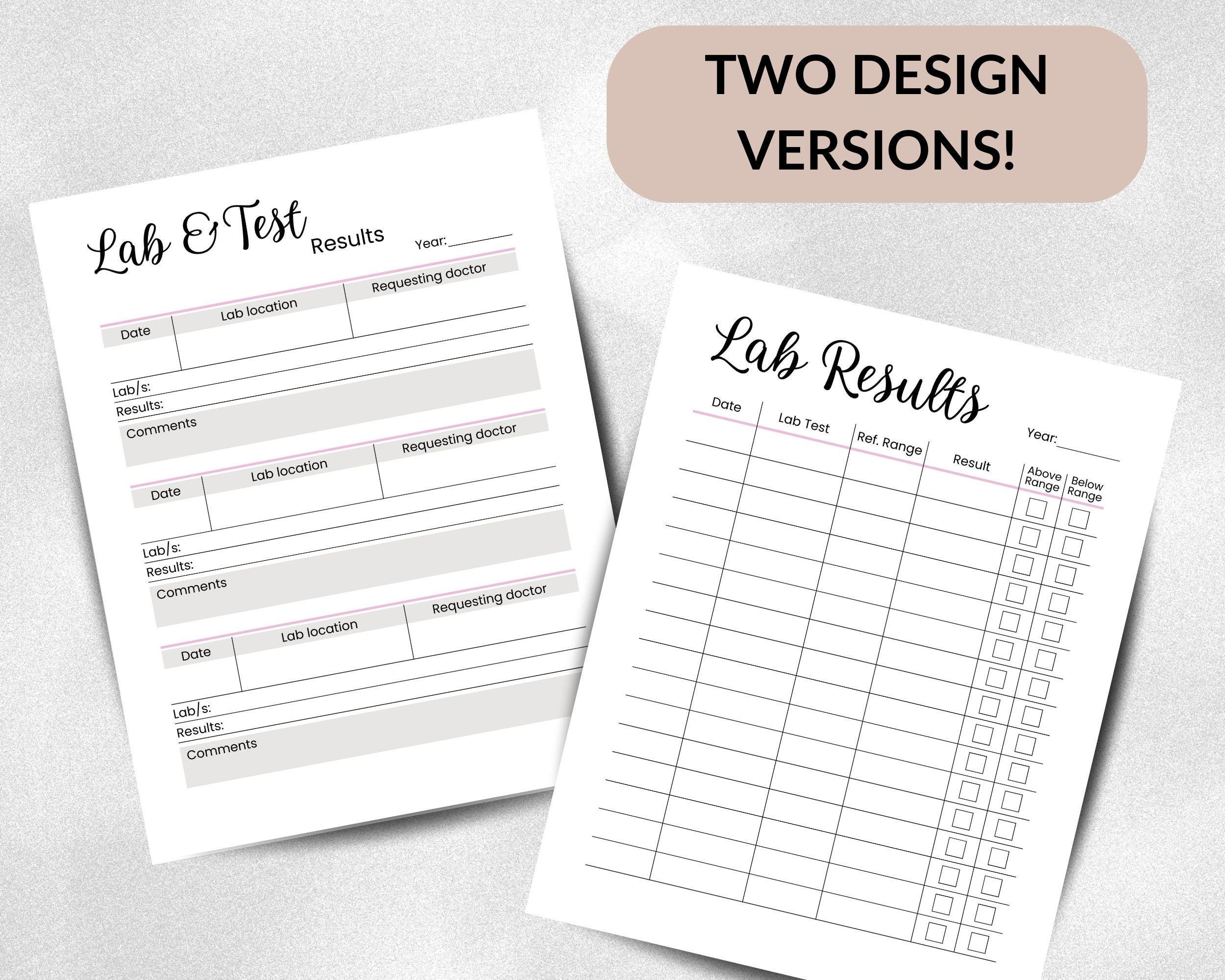Editable Lab Results Tracker - Printable Blood Work Tracker - Health ...