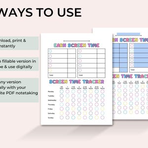 Editable Kids Screen Time Tracker - Printable Chore List - Kids Reward ...