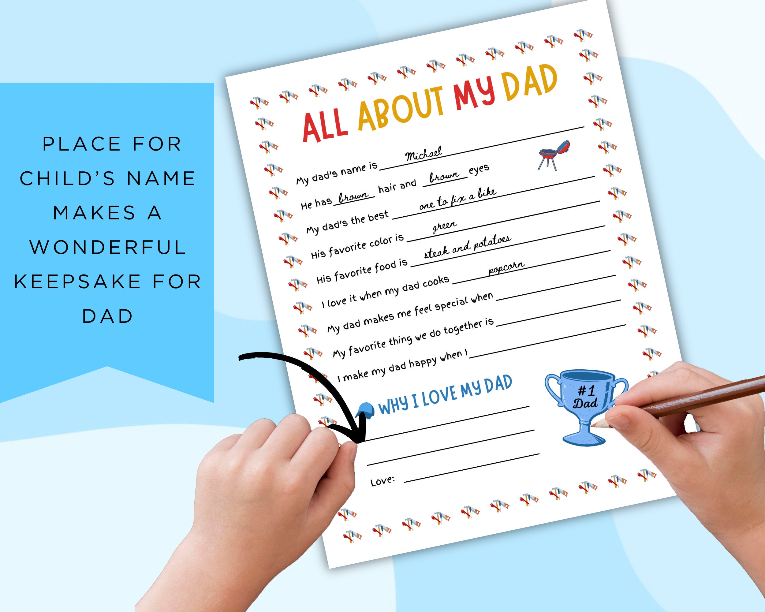 All About My Dad Printable, Father’s Day Questionnaire, Daddy Birthday ...
