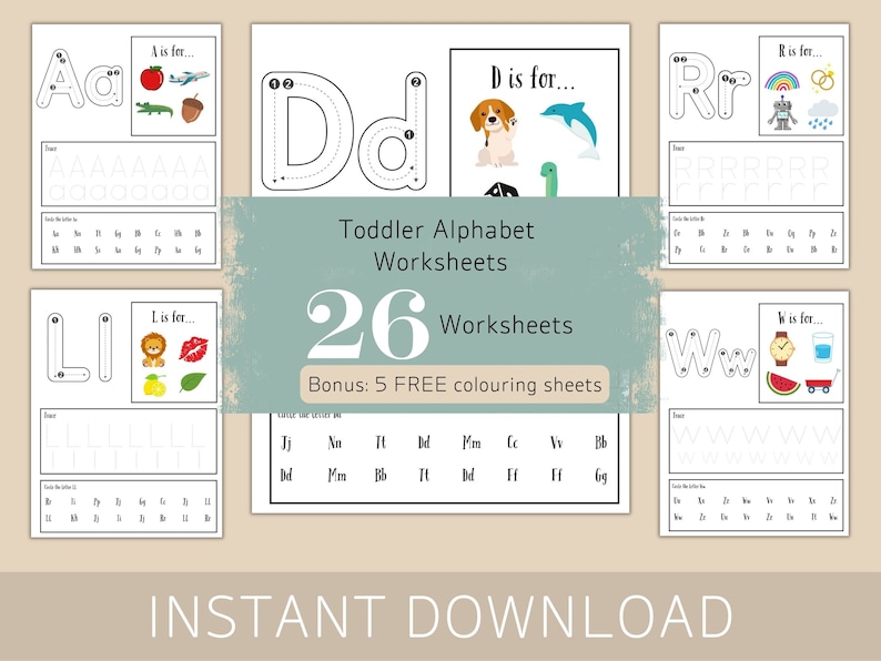 26 Alphabet Worksheets Upper & Lowercase Preschool Toddler - Etsy