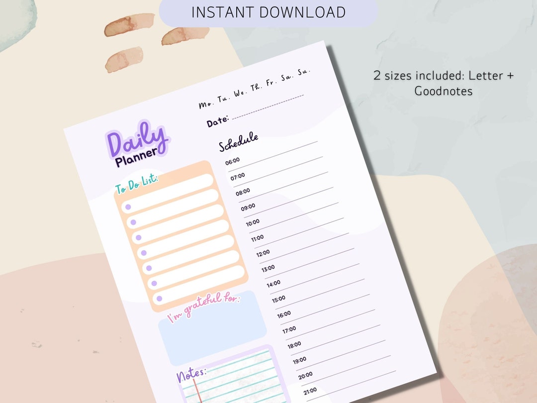 Printable Daily Planner Daily Planner Goodnotes Daily - Etsy