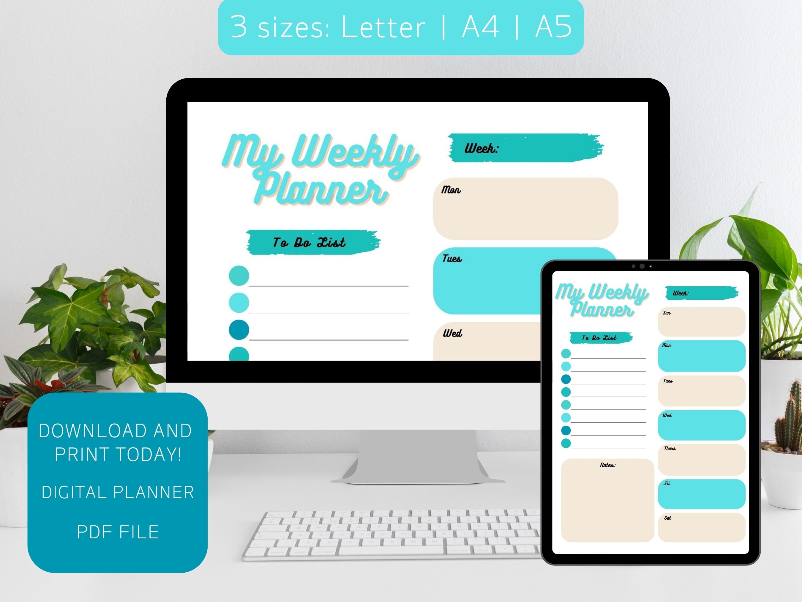 Weekly Planner Printable Weekly Schedule Weekly Digital - Etsy