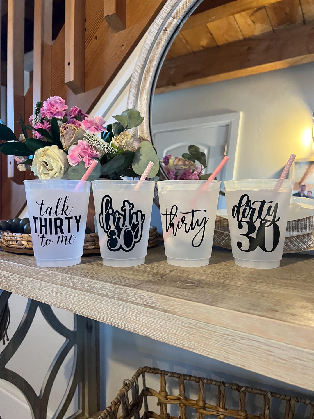 30th Birthday Cups, Thirty Birthday Cups, 30th Party Decor, 30th ...