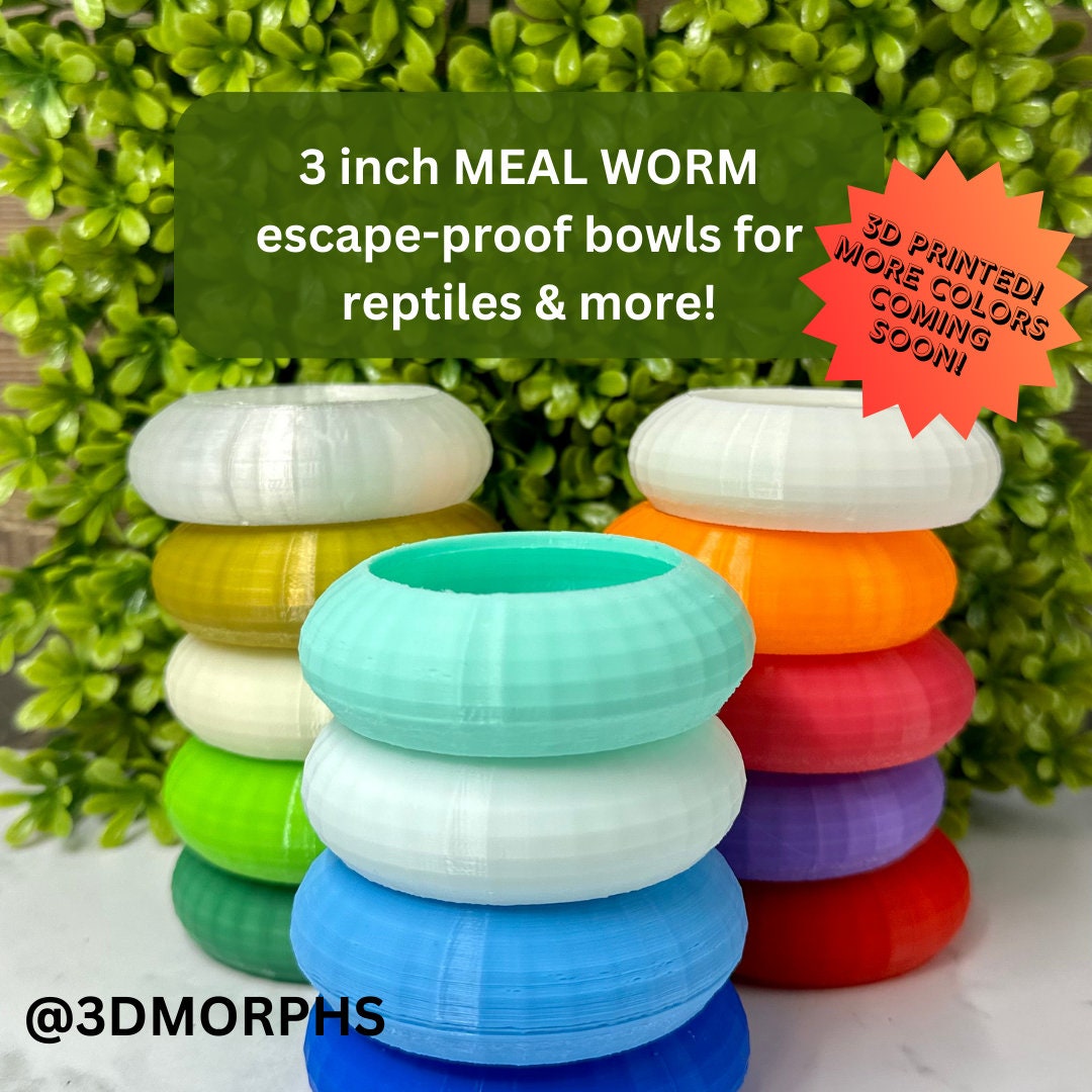Meal Worm Bowl, Escape Proof Worm Bowl, Gecko Feeder Bowl, Reptile ...