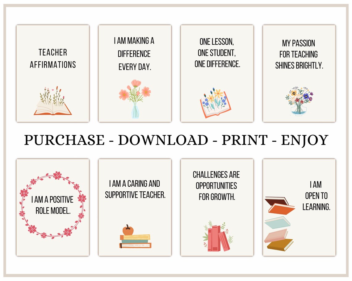 Teacher Affirmation Cards Printable, Back to School Gift, Teacher ...
