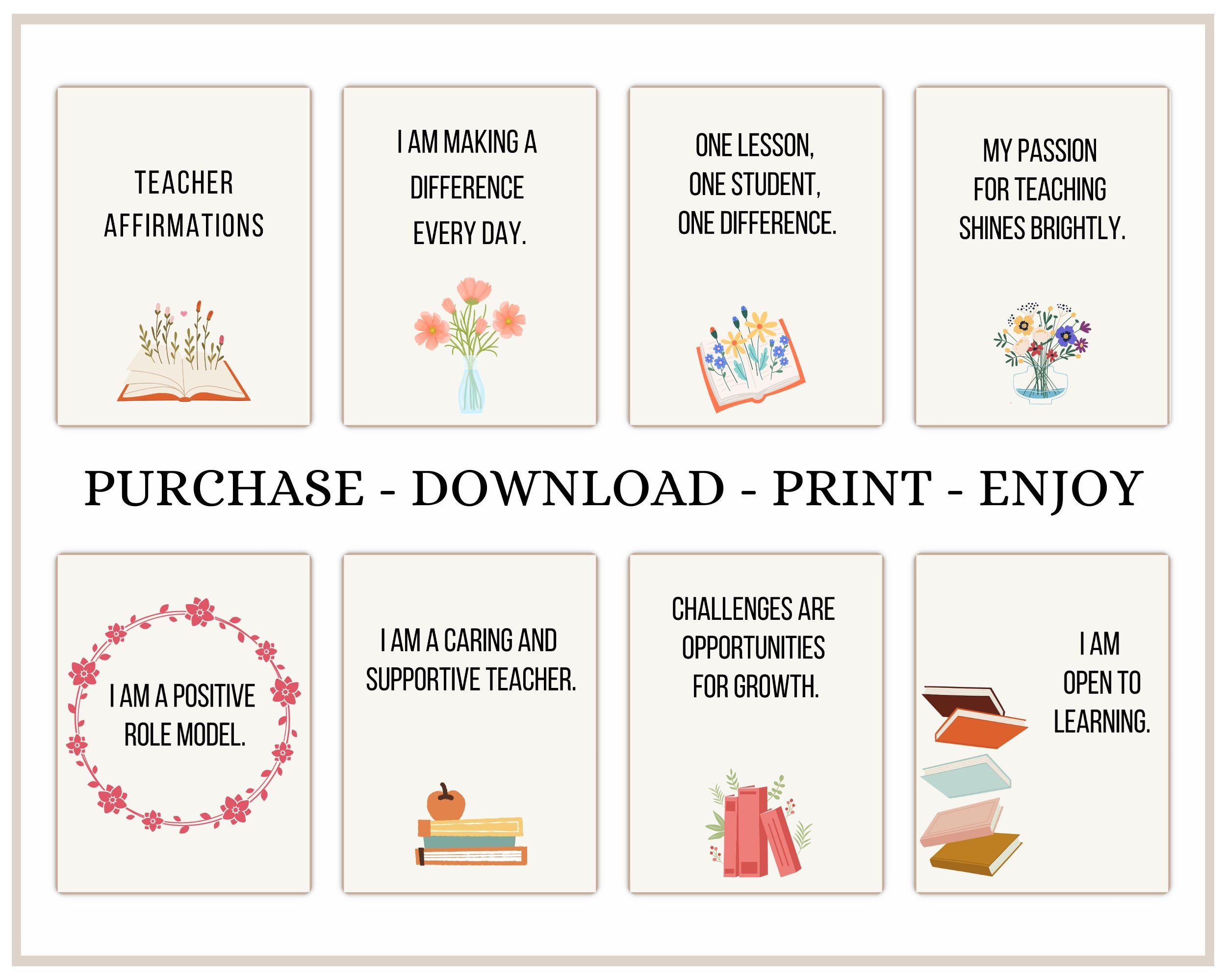 Teacher Affirmation Cards Printable, Back to School Gift, Teacher ...