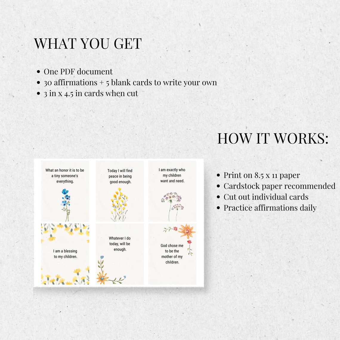 Motherhood Affirmation Cards Printable, Positive Affirmations for ...