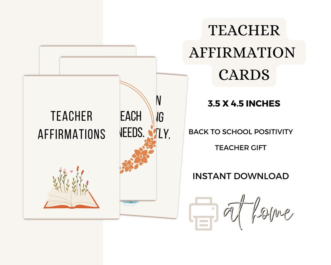 Teacher Affirmation Cards Printable, Back to School Gift, Teacher ...