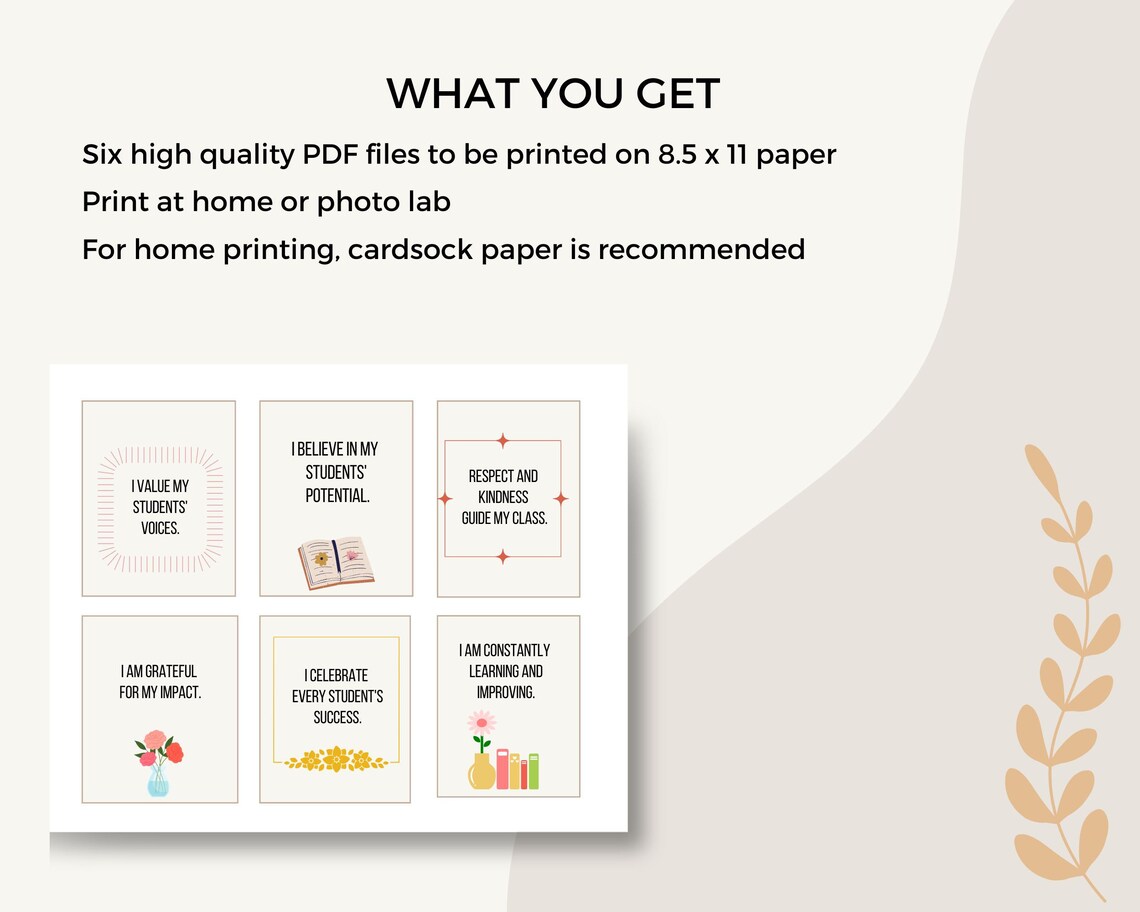 Teacher Affirmation Cards Printable, Back to School Gift, Teacher ...