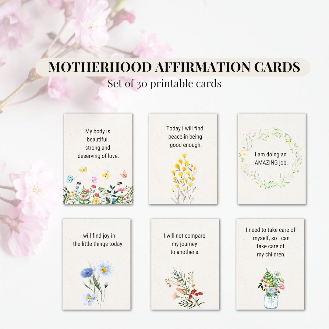 Motherhood Affirmation Cards Printable, Positive Affirmations for ...