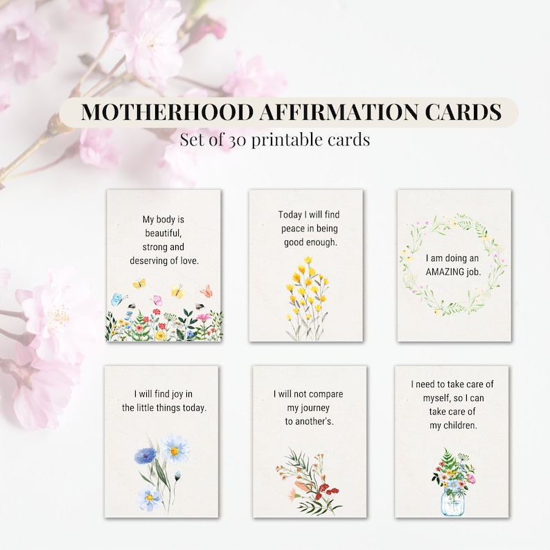 Motherhood Affirmation Cards Printable, Positive Affirmations for ...