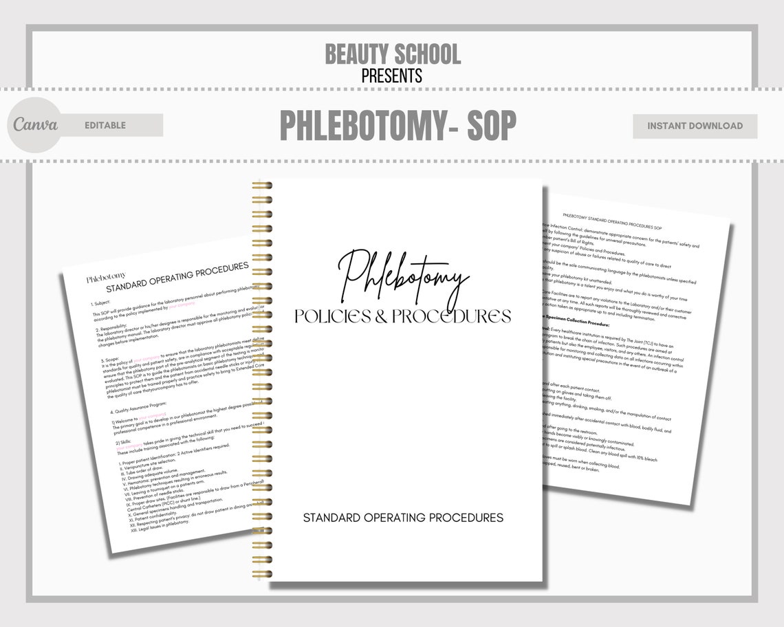 Phlebotomy, SOP Manual, Medspa Clinic Manuals, Phlebotomy Policy ...
