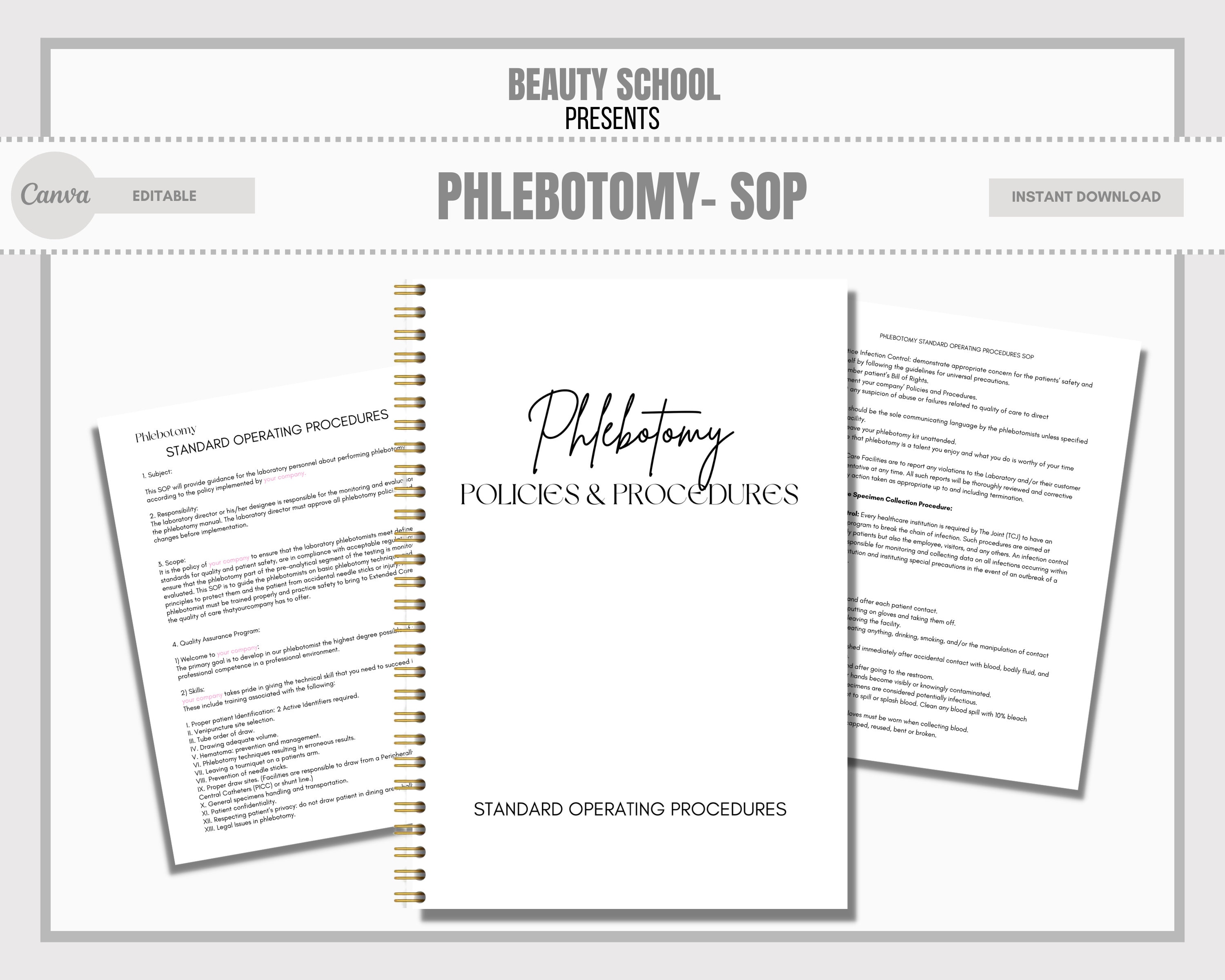 Phlebotomy, SOP Manual, Medspa Clinic Manuals, Phlebotomy Policy, Phlebotomy Procedures ...