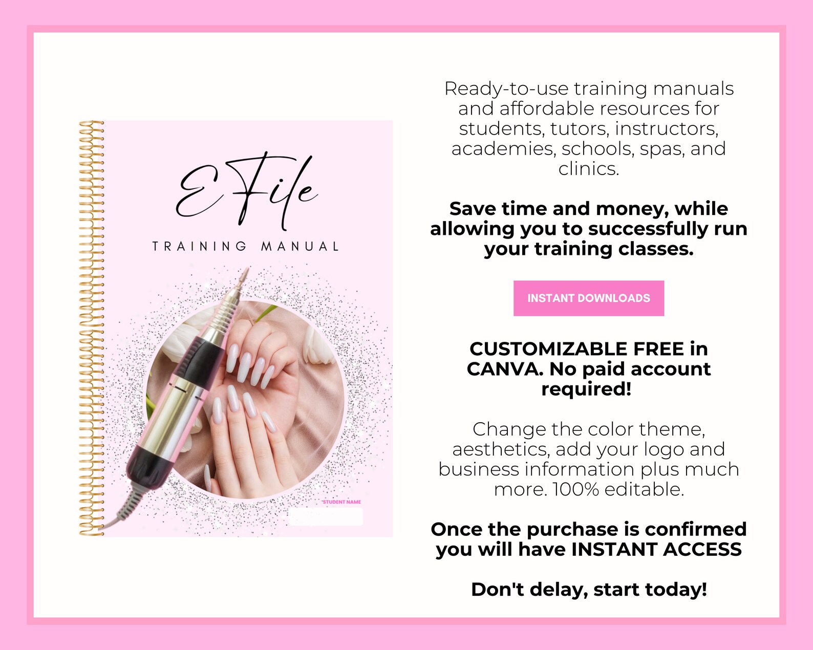 E File Nails Training Guide Manicure E-file Nails Training - Etsy