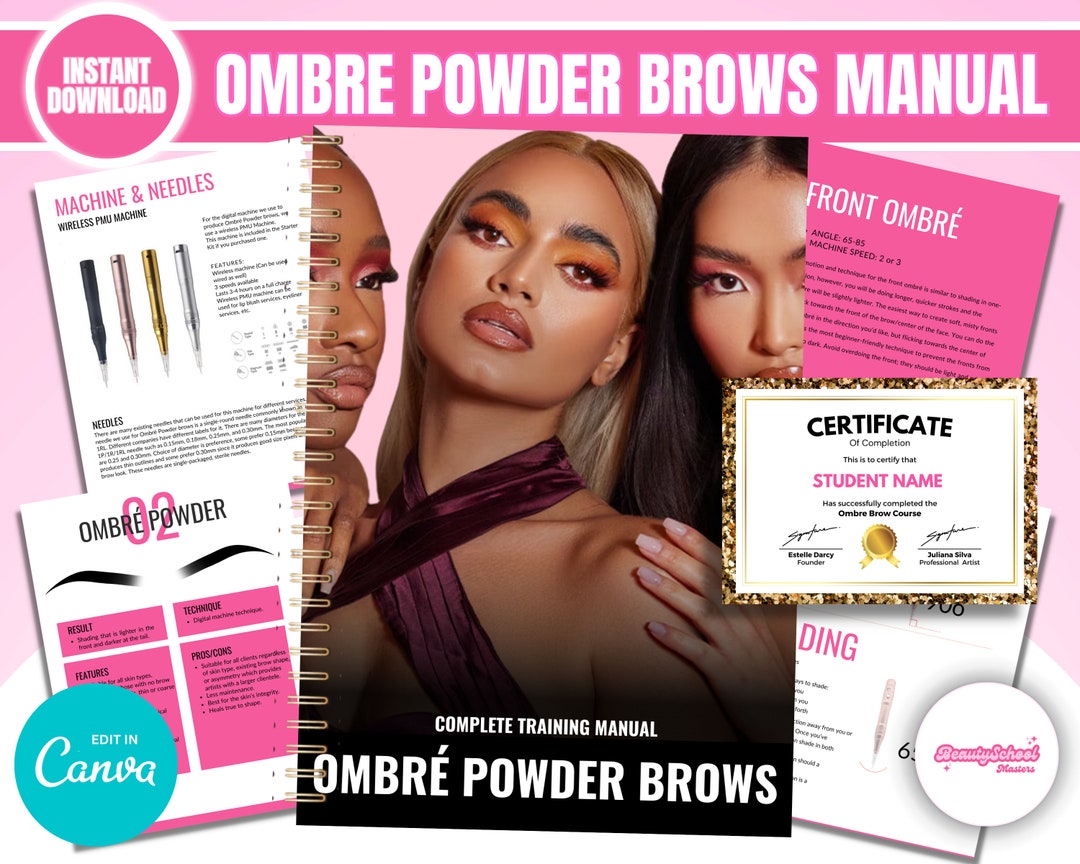 Ombre Powder Brow Training Manual, Editable, Microshading Manual, Ombre ...