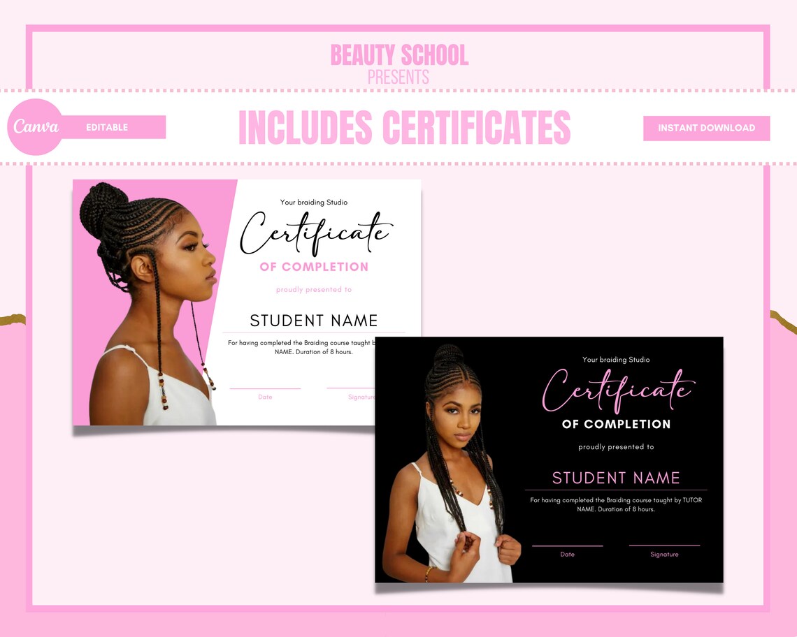 Hair Braiding Training Manual, Braid Extensions Guide (canva PDF) - Etsy