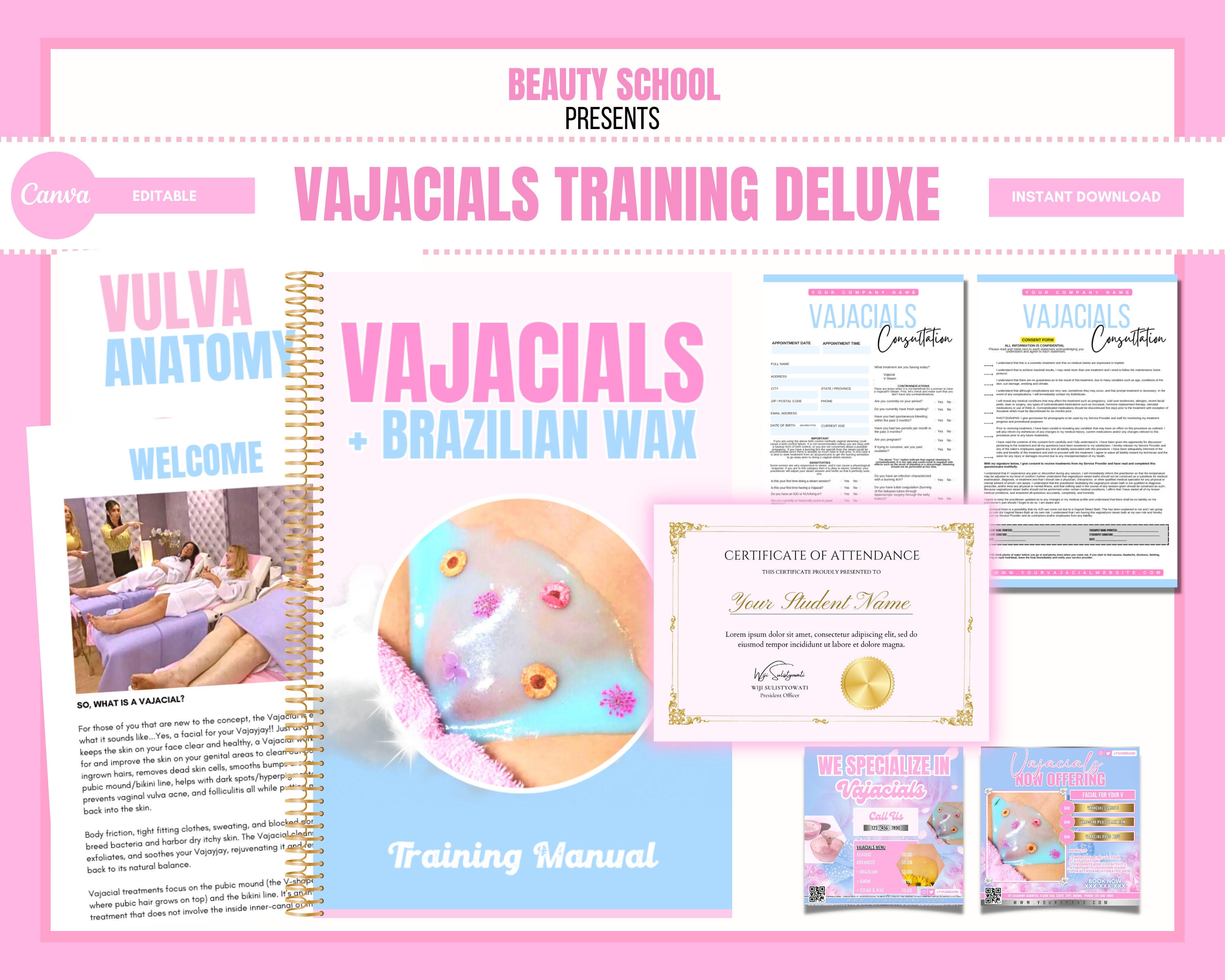 Vajacials Deluxe Training Course, Flyers, Forms, Training Manual ...