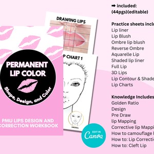 Editable Lip Blush Practice Workbook, Lip Mapping Training, PMU Lip ...