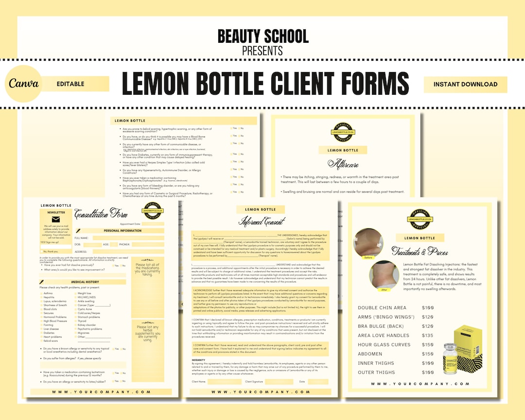 Lemon Bottle Consent Forms, Lemon Bottle Treatment Forms, Lemon Bottle ...