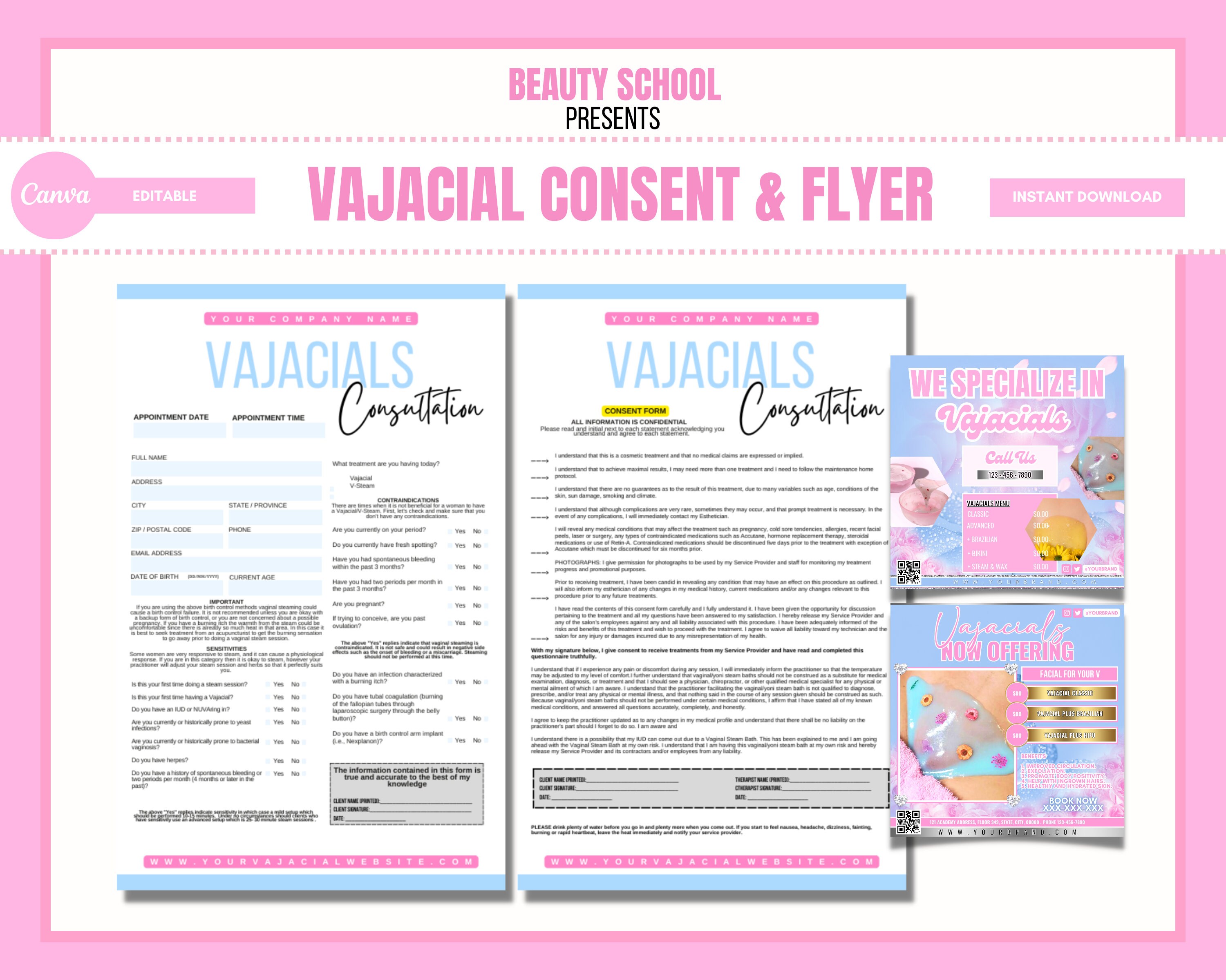 Vajacial Forms, Vajacial Consent Form, Vajacial Social Flyer, Vajacial ...