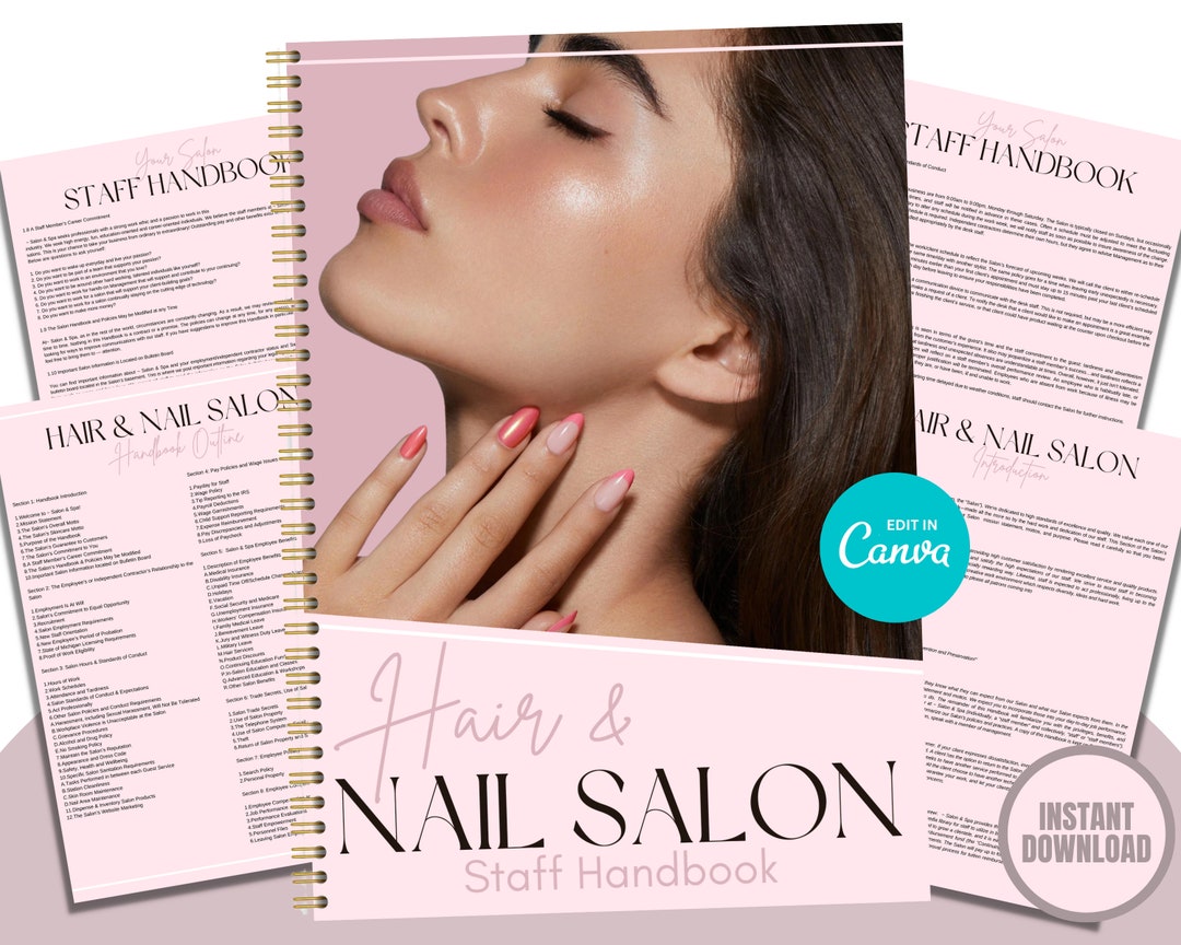 Nail Salon, Hair Salon, Staff Handbook, Editable Salon Handbook ...