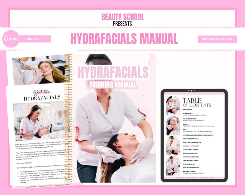 Hydrafacials Training Manual, Facials PDF Ebook, Esthetician, Cosmetology, Student, Tutor, Learn ...