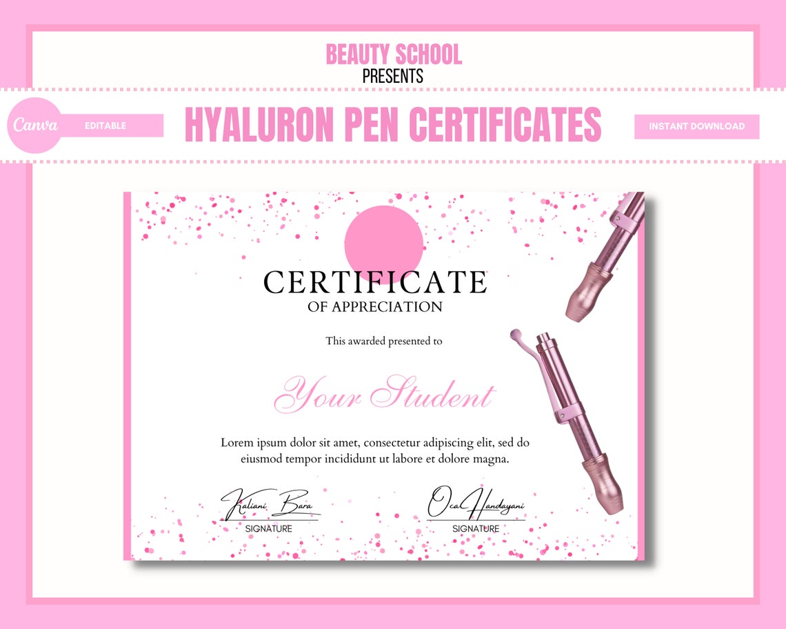 Hyaluron Pen Certificate, Hyaluron Pen Diploma, Certificate of ...