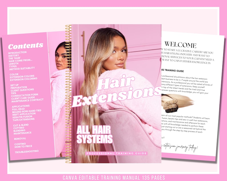 Hair Extensions Training Manual, All Systems, Methods (canva Ebook) - Etsy