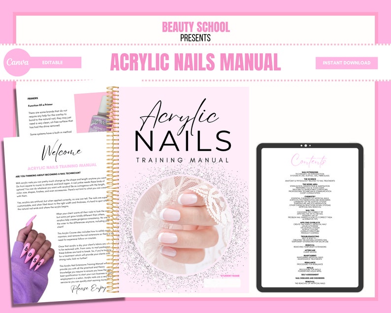 Acrylic Nails Manual, Nail Extensions Training Guide, Acrylic Nail Course, Ratio Practice ...
